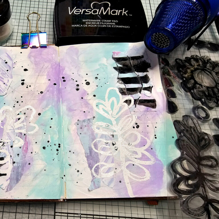 Art Journal Tutorial with Pencil Marks 7 – Rubber Dance Art Stamps Blog