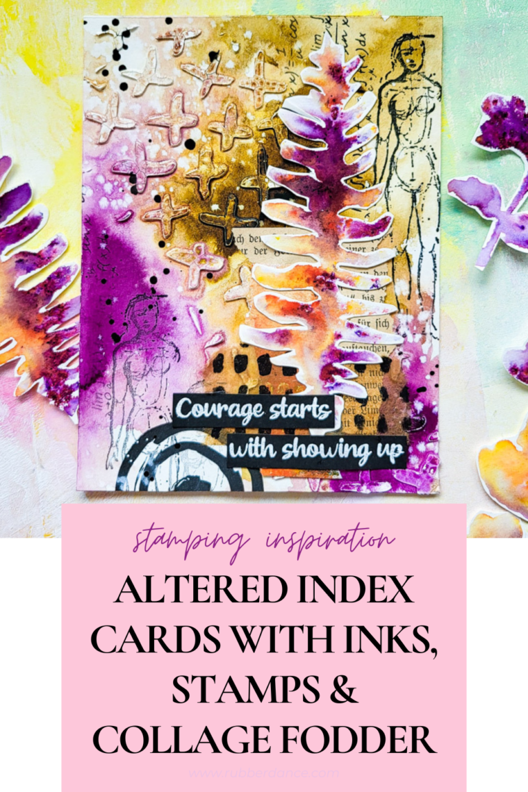 Mixed Media Index Card with Sketchy Leaves – Rubber Dance Art Stamps Blog