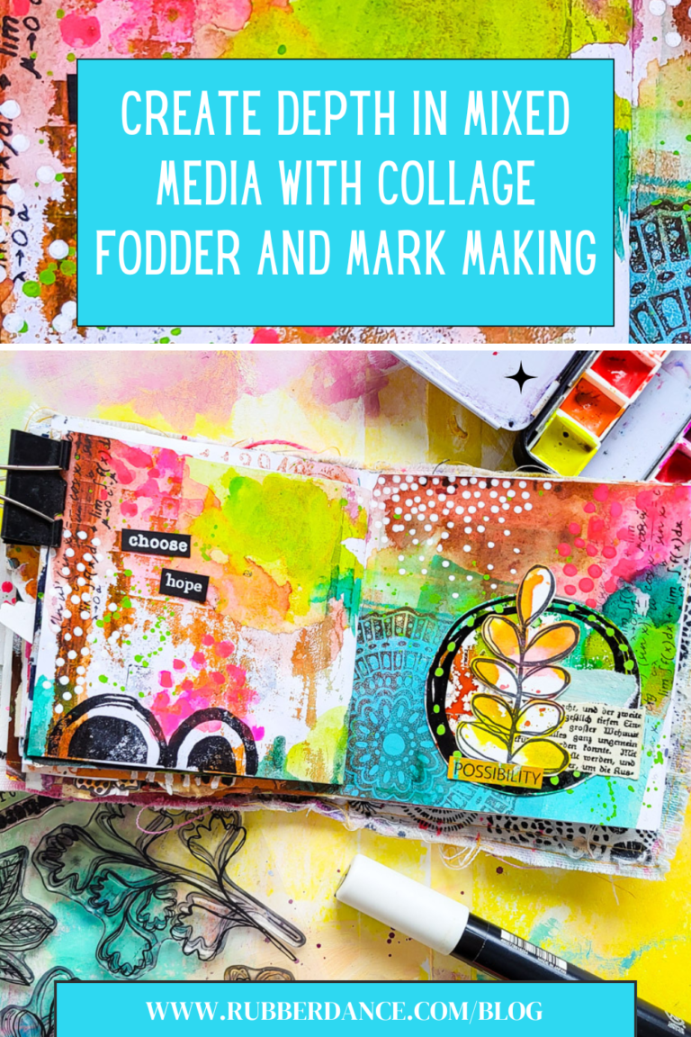Colourful Junk Art Journal Page with Collage Leaves – Rubber Dance Art ...