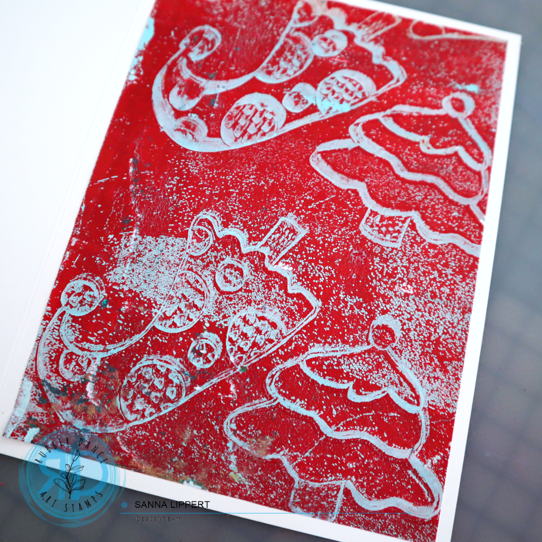 Christmas Cards with XMas Trees Stencil & Glitter Paste – Rubber Dance ...