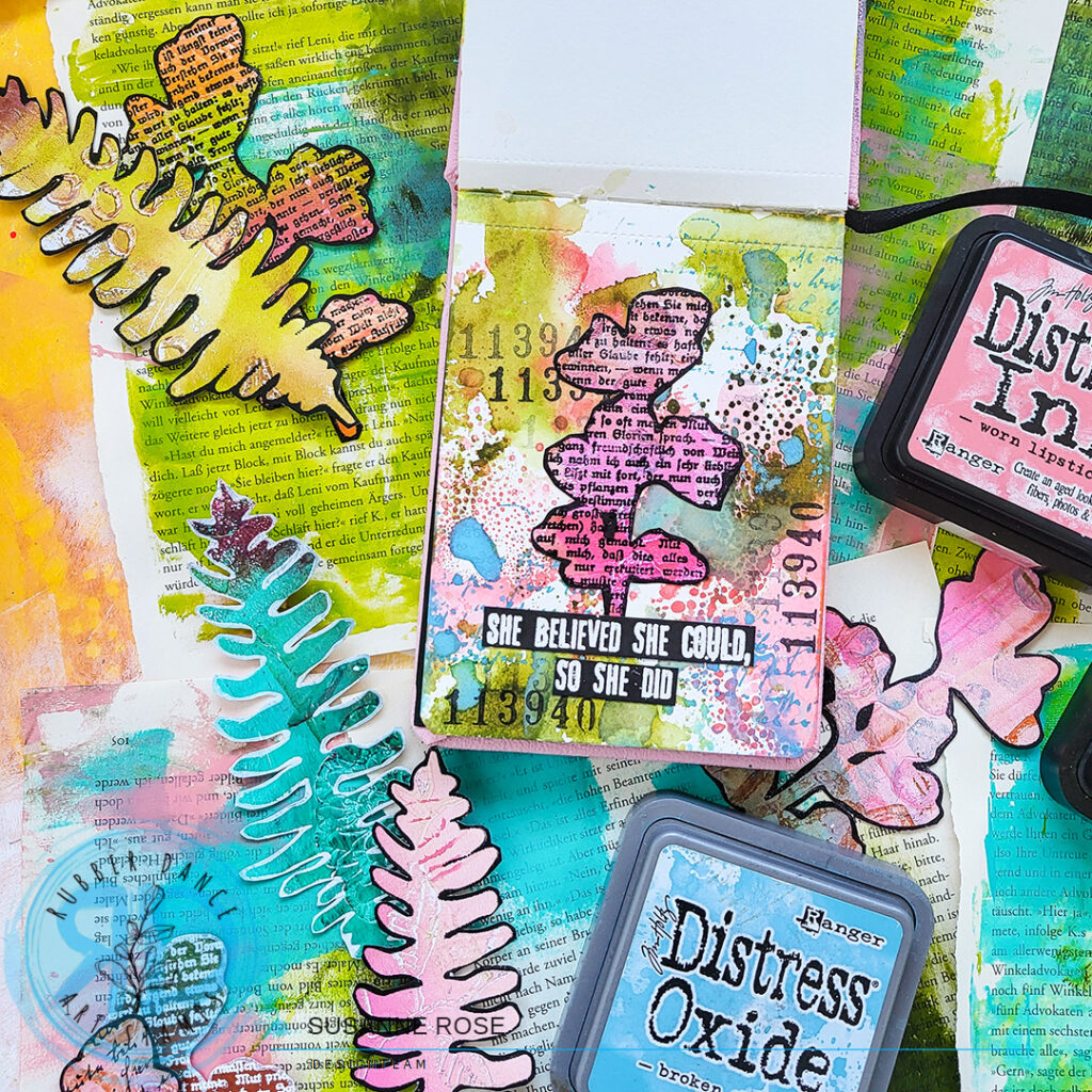 Mini Art Journal Page with Distress Inks & Sketchy Leaves 5 – Rubber ...