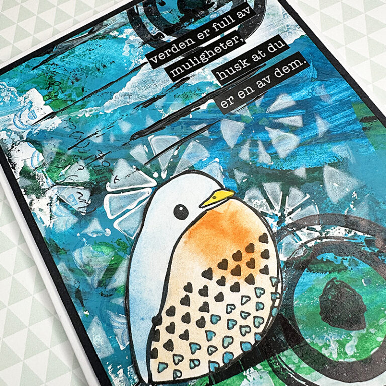 Mixed Media Card with Textured Bird 2 – Rubber Dance Art Stamps Blog