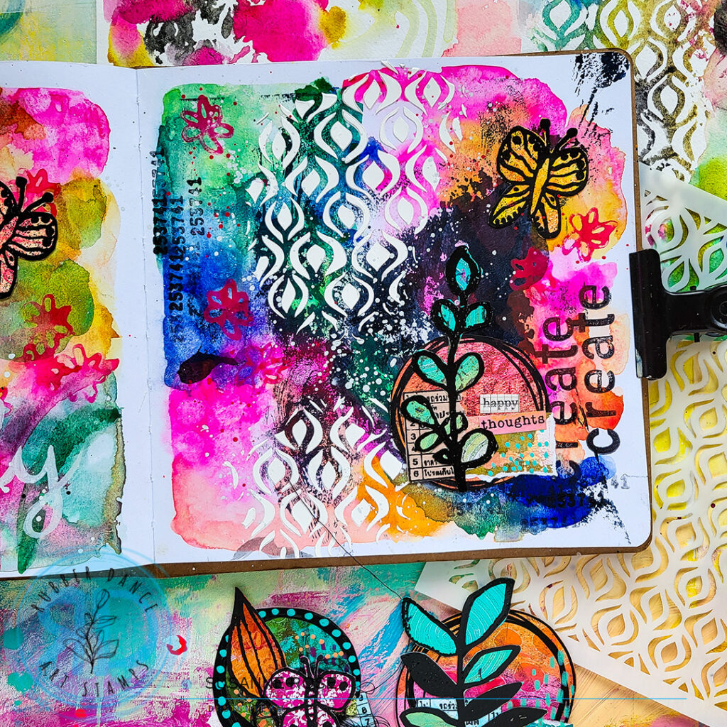 Mixed Media & Watercolors – Art Journaling Tutorial with Stencil Texture & Pencil Marks – Rubber ...