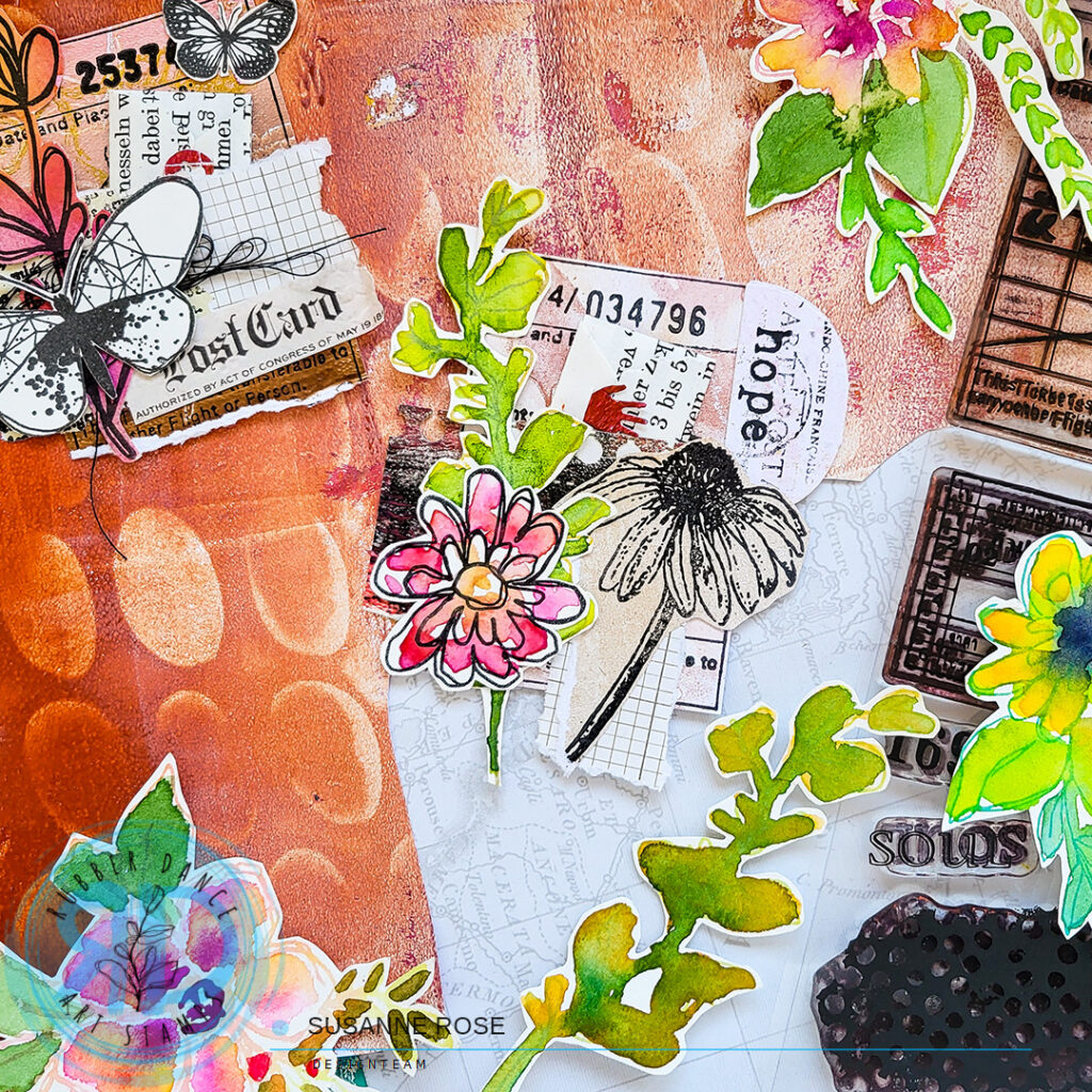 Stamped Collage Cluster from Scraps with Mix It Up 7 – Rubber Dance Art ...