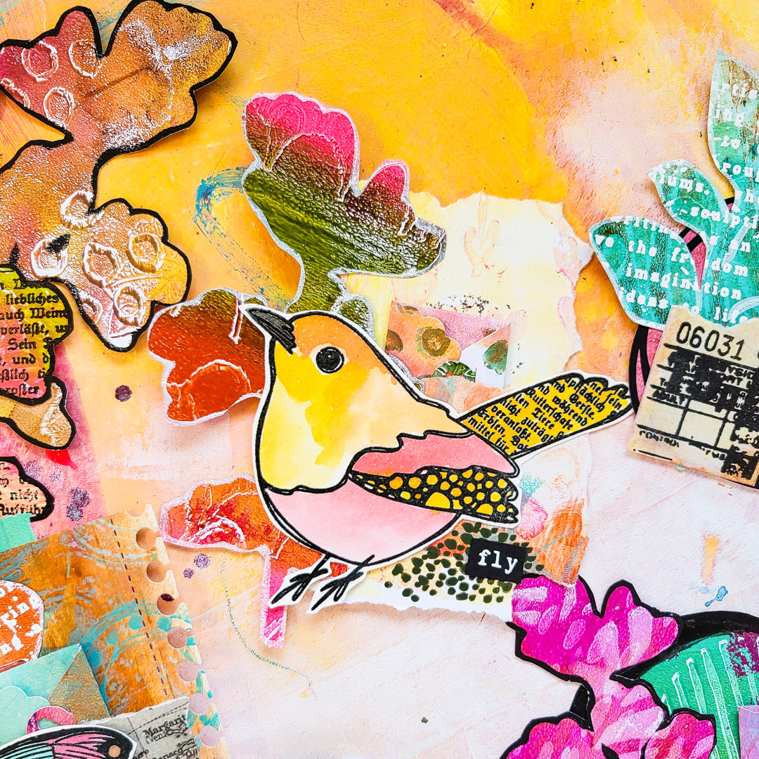 Stamped Collage Clusters from Scraps – Rubber Dance Art Stamps Blog