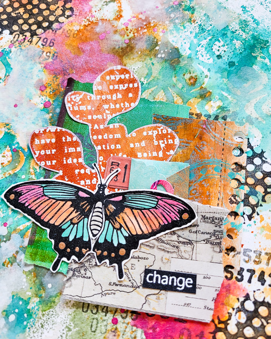 Mixed Media Art Journal Page with Distress Ink Background – Rubber Dance Art Stamps Blog