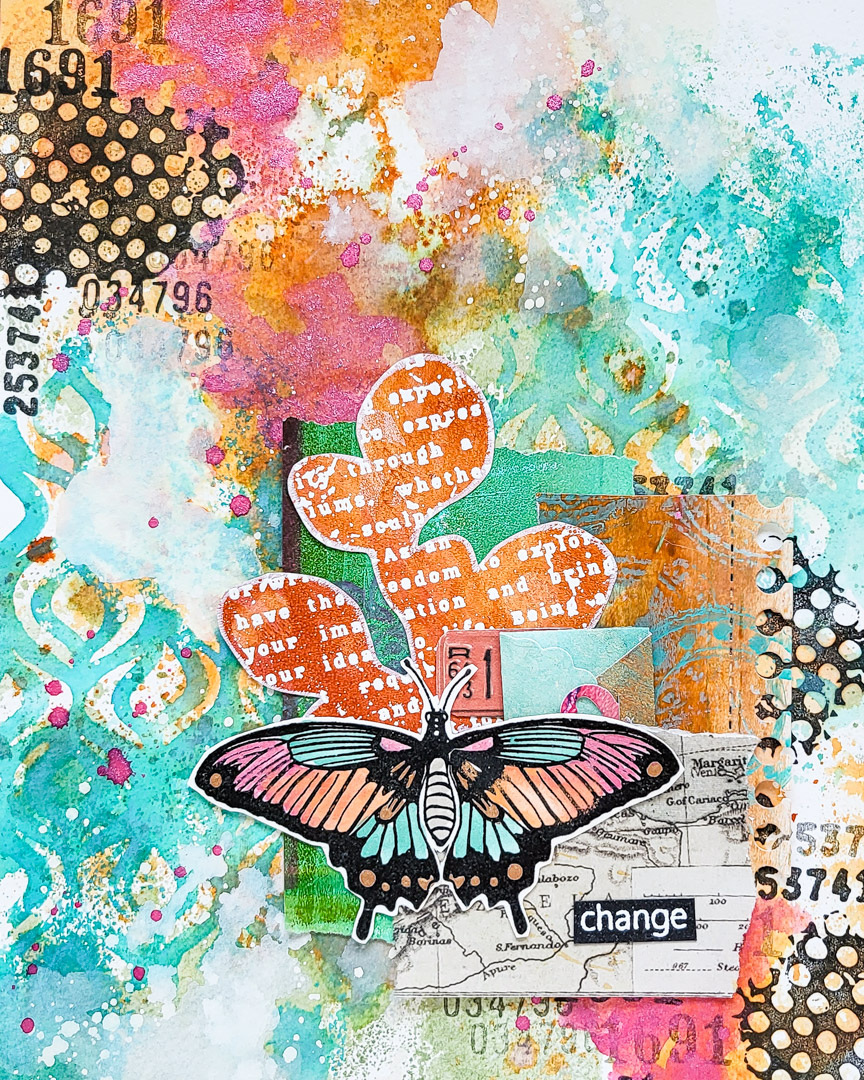 Mixed Media Art Journal Page with Distress Ink Background – Rubber ...