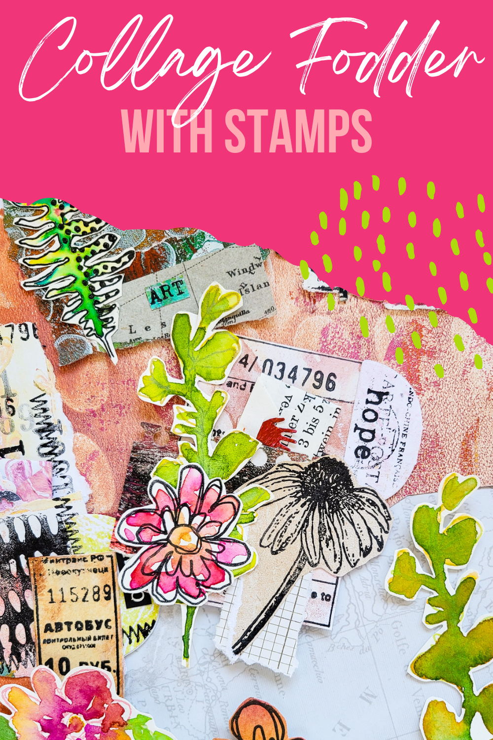 Stamped Collage Cluster from Scraps with Mix It Up 7 – Rubber Dance Art ...