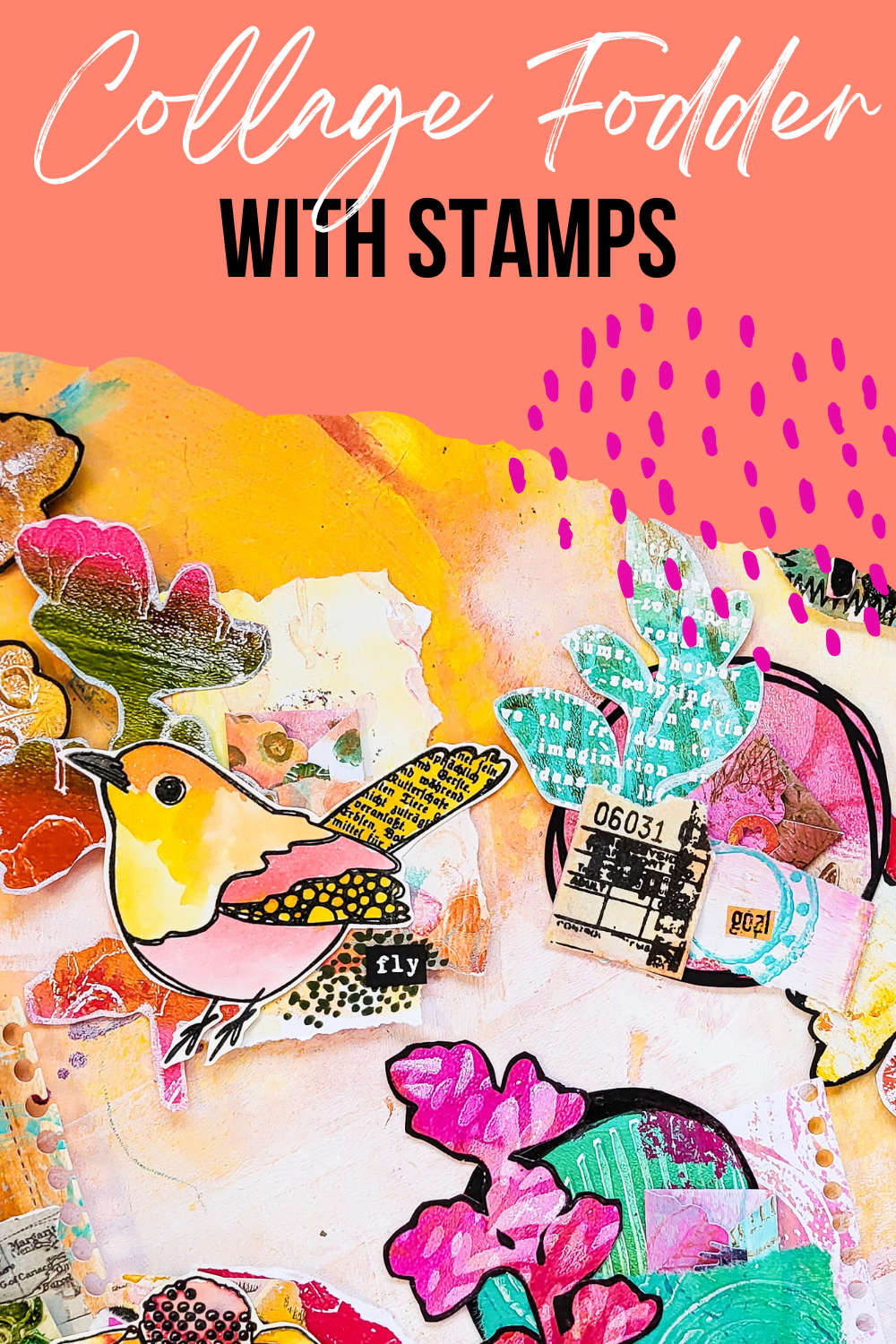 Stamped Collage Clusters from Scraps – Rubber Dance Art Stamps Blog