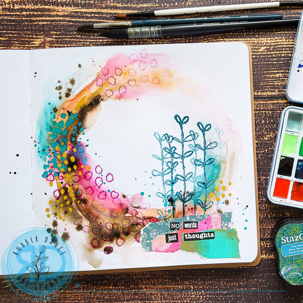Art Journaling with Watercolors & Stamps – Beginner Friendly Tutorial – Rubber Dance Art Stamps Blog