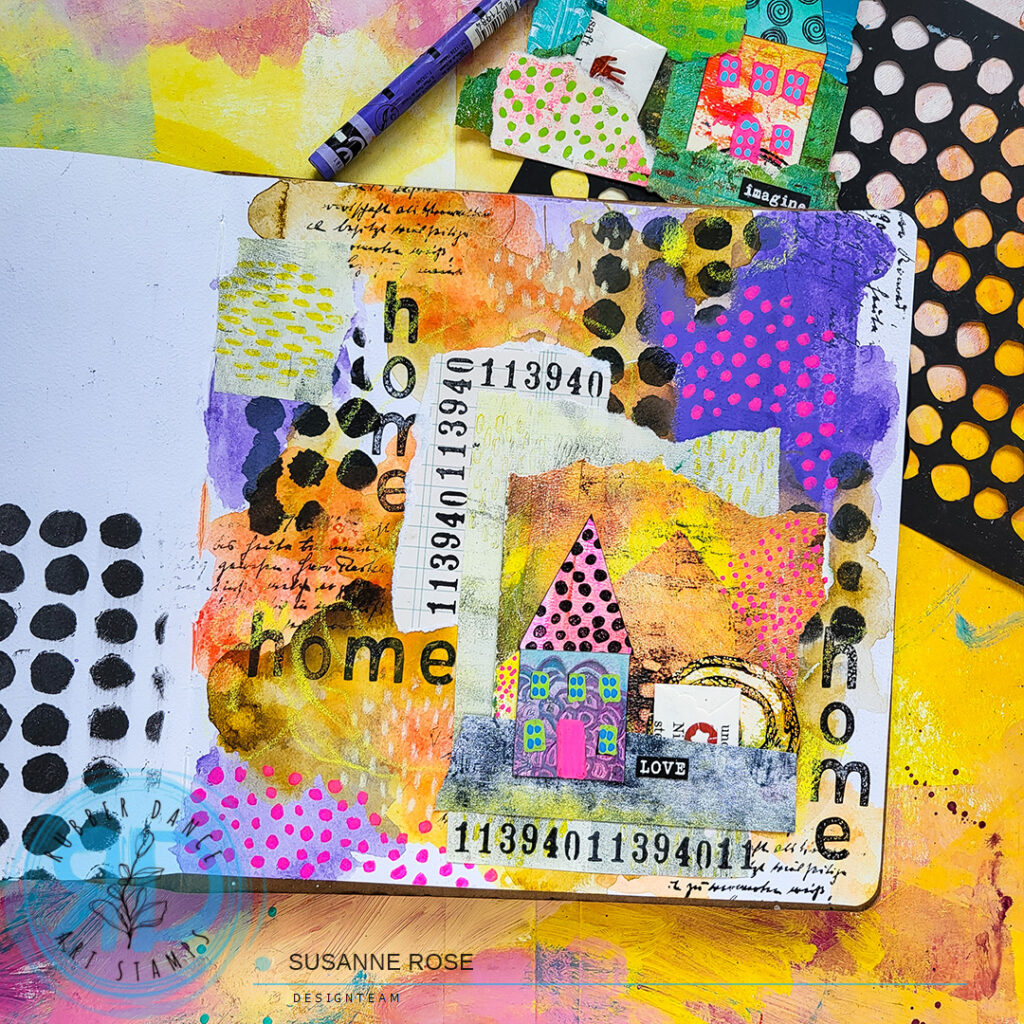 Mixed Media Art Journal Page with Collage – Rubber Dance Art Stamps Blog