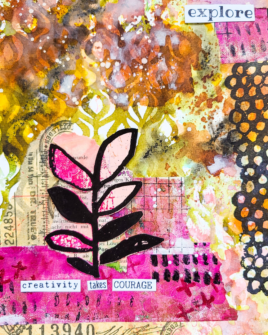 Mixed Media Art Journal Page with Distress Ink Background – Rubber ...