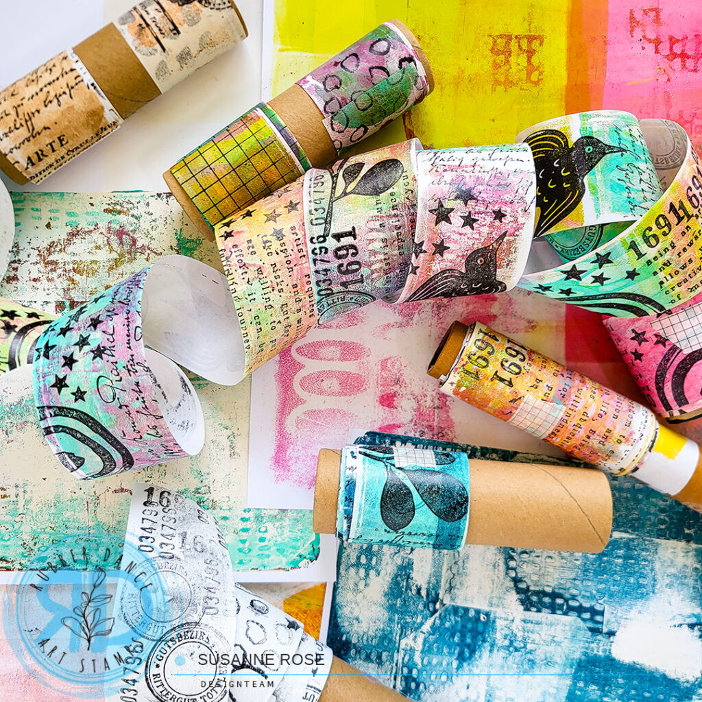 DIY Washi Tape – let’s make some gelli printed tapes – Rubber Dance Art ...