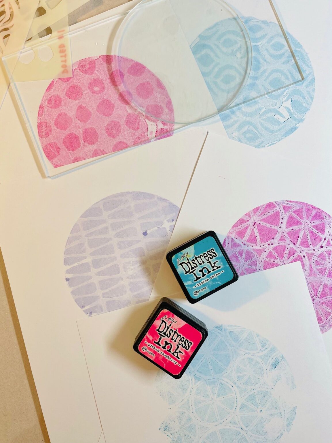 Make lovely Backgrounds with Distress Inks, a Mini Gel Plate & Stencils ...