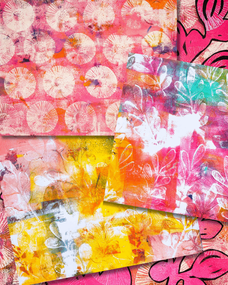 Gelli Printing with Stamps – Backgrounds & Collage Fodder – Rubber ...