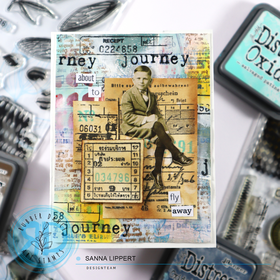 DIY vintage ticket card with collage background – Rubber Dance Art ...