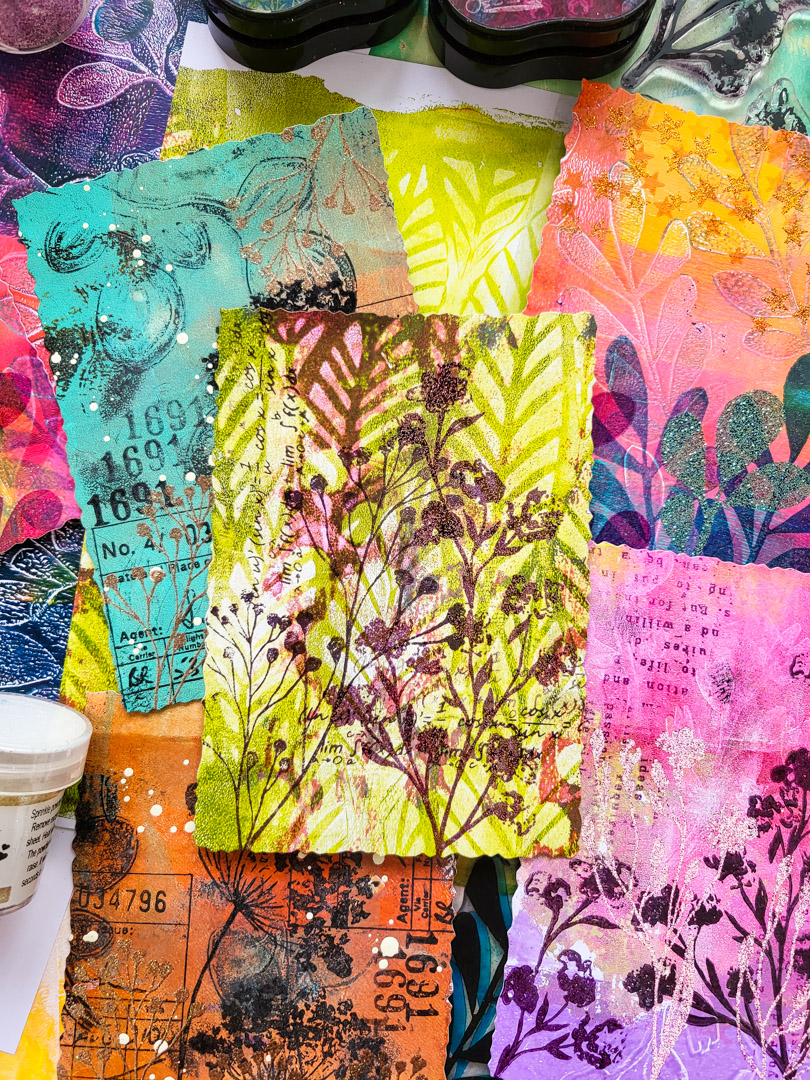 Greeting Cards made with Gelli Prints, Weeds & Butterflies – Rubber ...