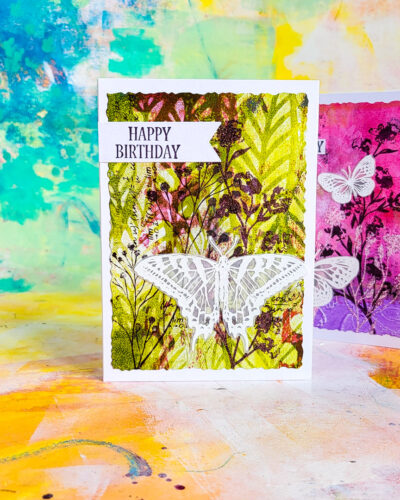 Greeting Cards made with Gelli Prints, Weeds & Butterflies – Rubber ...