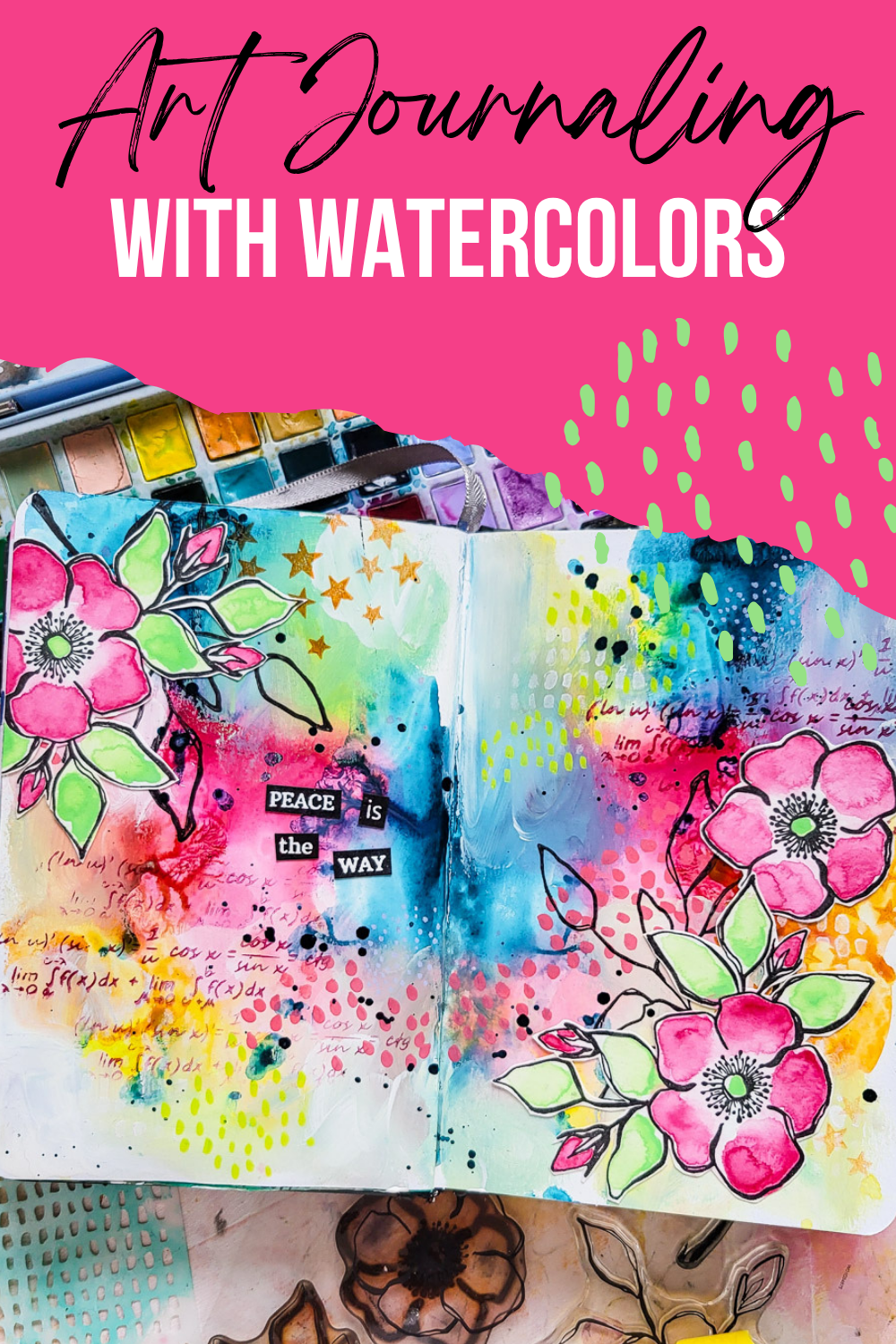 Art Journal Page Tutorial with Waterolors and Inky Flowers – Rubber ...