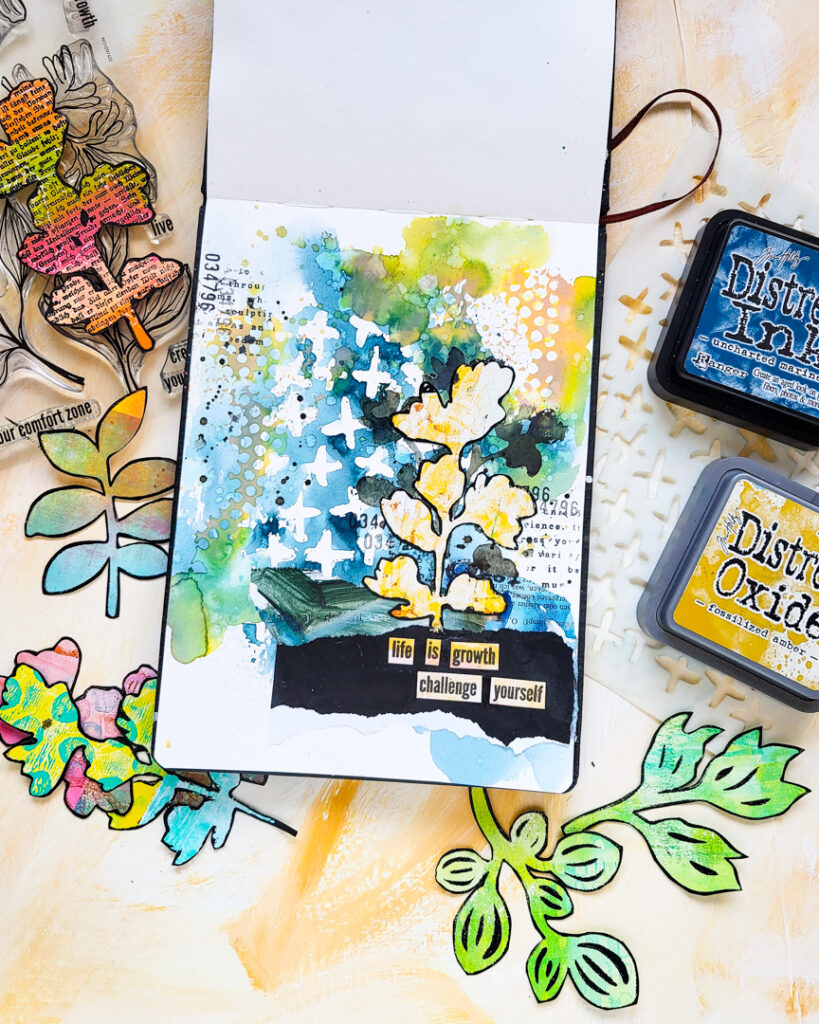 Art Journal Page using Inky Mushrooms – Rubber Dance Art Stamps Blog