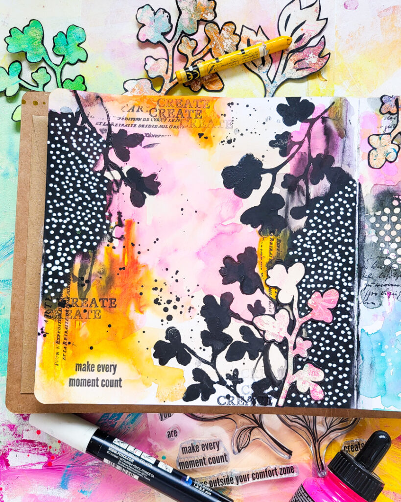 Abstract Watercolor Index Card with Mixed Media Marks Stamps – Rubber ...