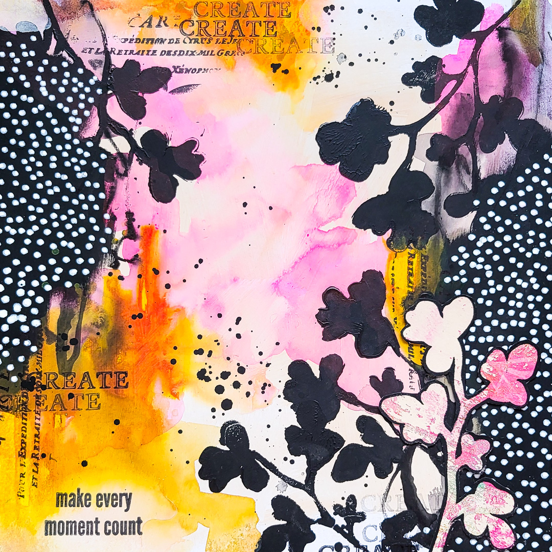 Abstract Art Journal Page with Mixed Media & Sketchy Leaves 7 – Rubber ...