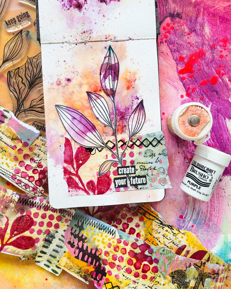 Easy Art Journal Page with Brushos, Collage Fodder & Collage Leaves 3 ...