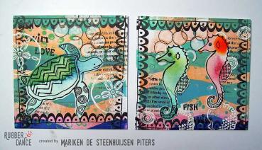 Rubber Dance Art Stamps - Red rubber sheet - Textured Sea Creatures