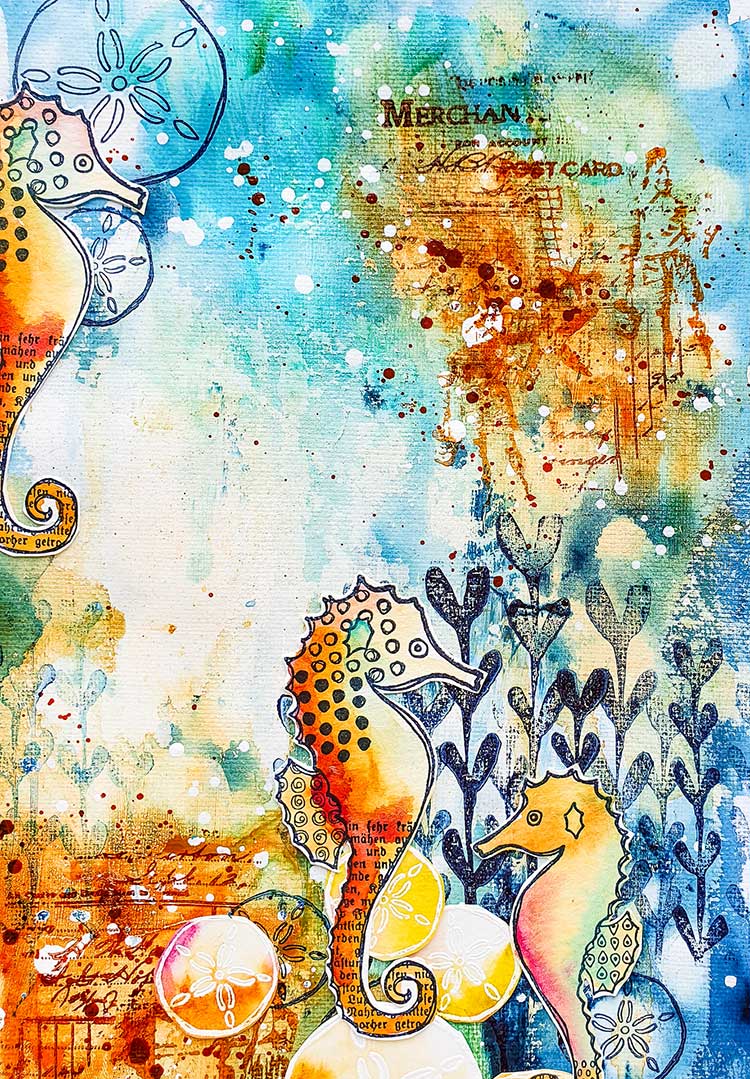 Rubber Dance Art Stamps - Red rubber sheet - Textured Sea Creatures